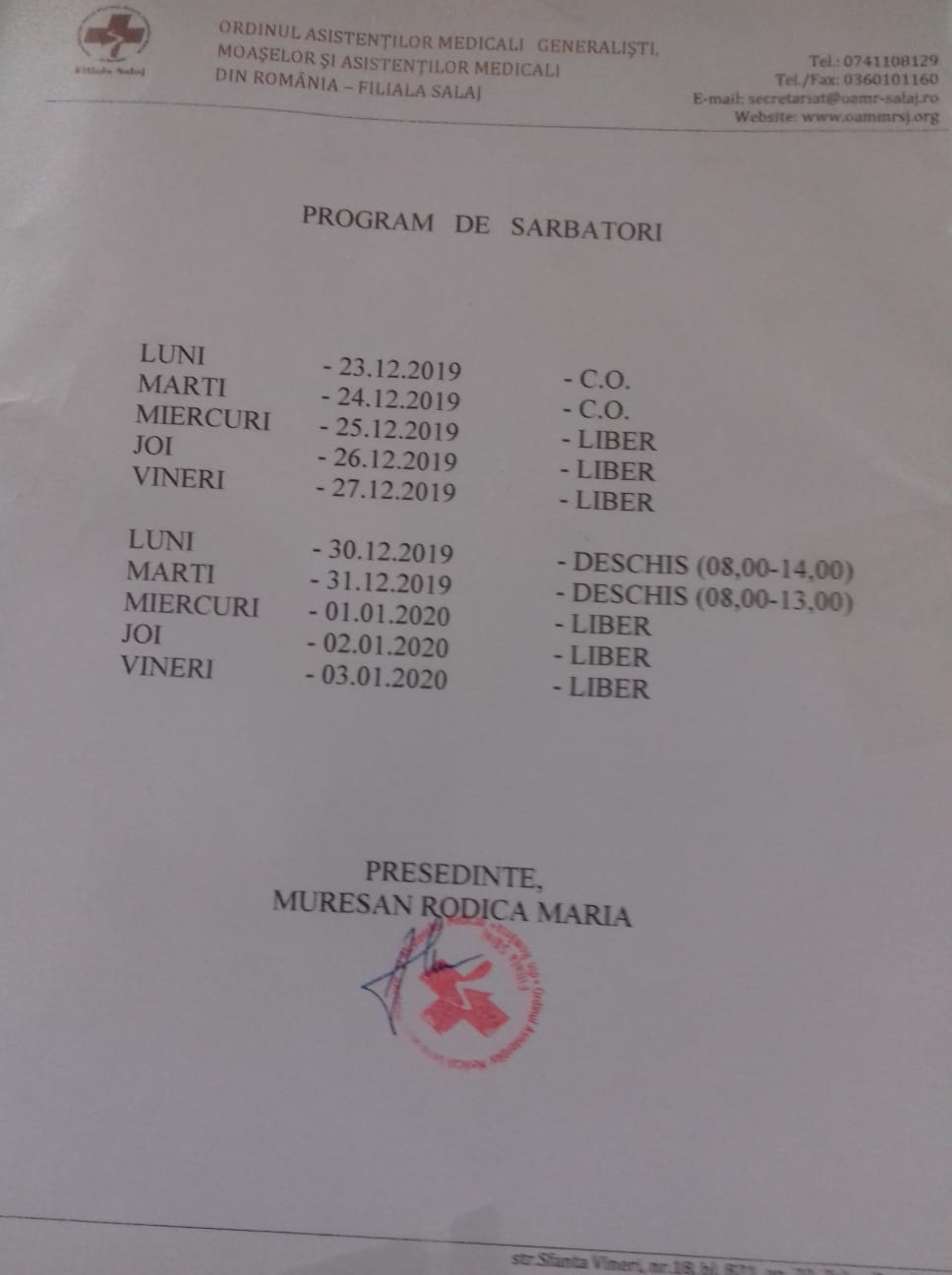 PROGRAM DE SARBATORI :: oammrsj.org